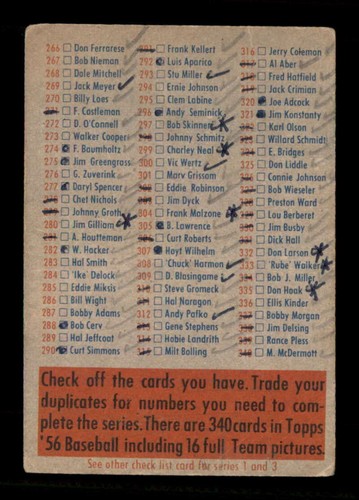 1956 Topps #1001 Checklist 2/4 POOR X2945640 | eBay