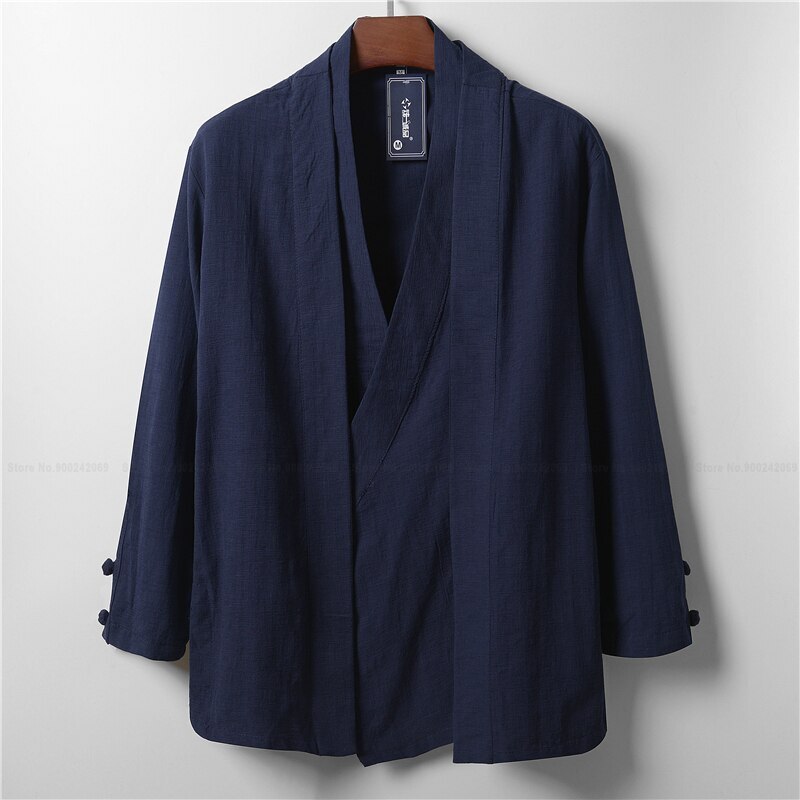 Chinese Men Linen Hanfu Cardigan Tops Kung Fu Shirts Japanese Kimono ...