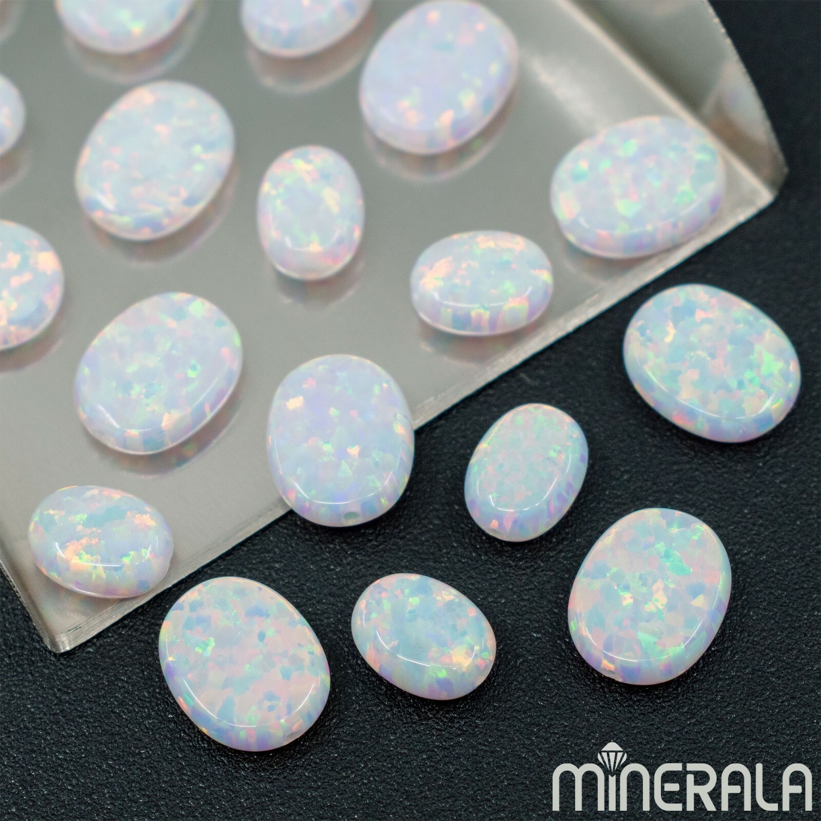 WHITE SYNTHETIC LAB CREATED OPAL OVAL BEADS FULL DRILLED 6x8mm 8x10mm ...