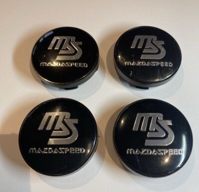 MAZDASPEED Black Wheel Center Caps 60mm Emblem 4pc MX5 RX7 RX8 MAZDA ...