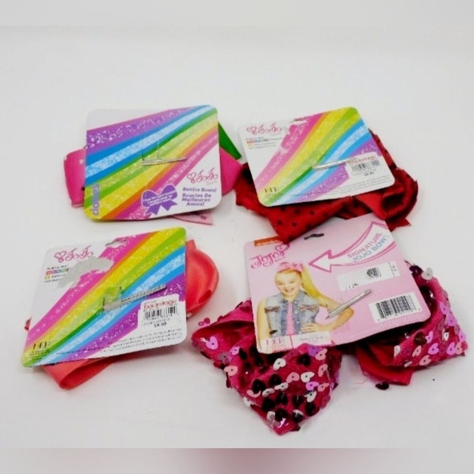 JoJo Siwa Hair Bows NWT Pink Red Rainbow Sequin Lot Set of 4 ...