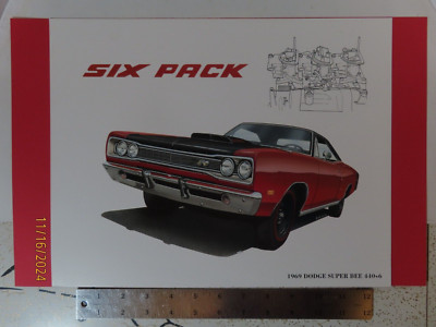1969 MOPAR Dodge Super Bee 440+6 Six Pack 11" X 14" Print Lithograph ...