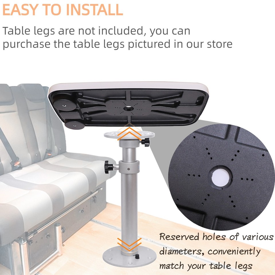 Removable Boat Table 34X18 in Pontoon Boat Table Marine RV ABS Table ...