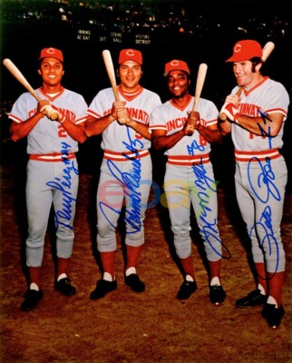 REDS BIG RED MACHINE AUTOGRAPHED SIGNED 8X10 PHOTO 4 SIGS BENCH ROSE ...