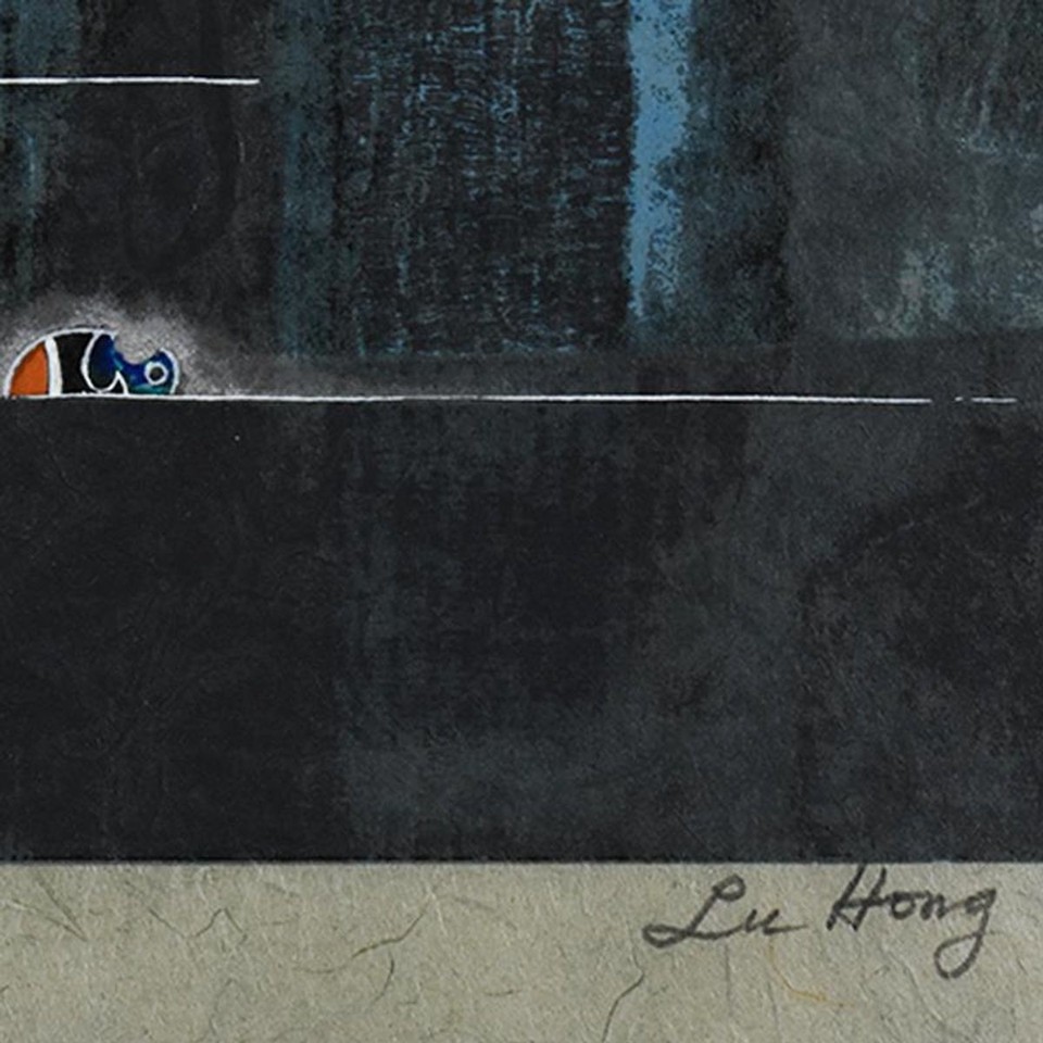 Lu Hong, "Nocturne" Limited Edition Serigraph on Rice Paper, Numbered ...