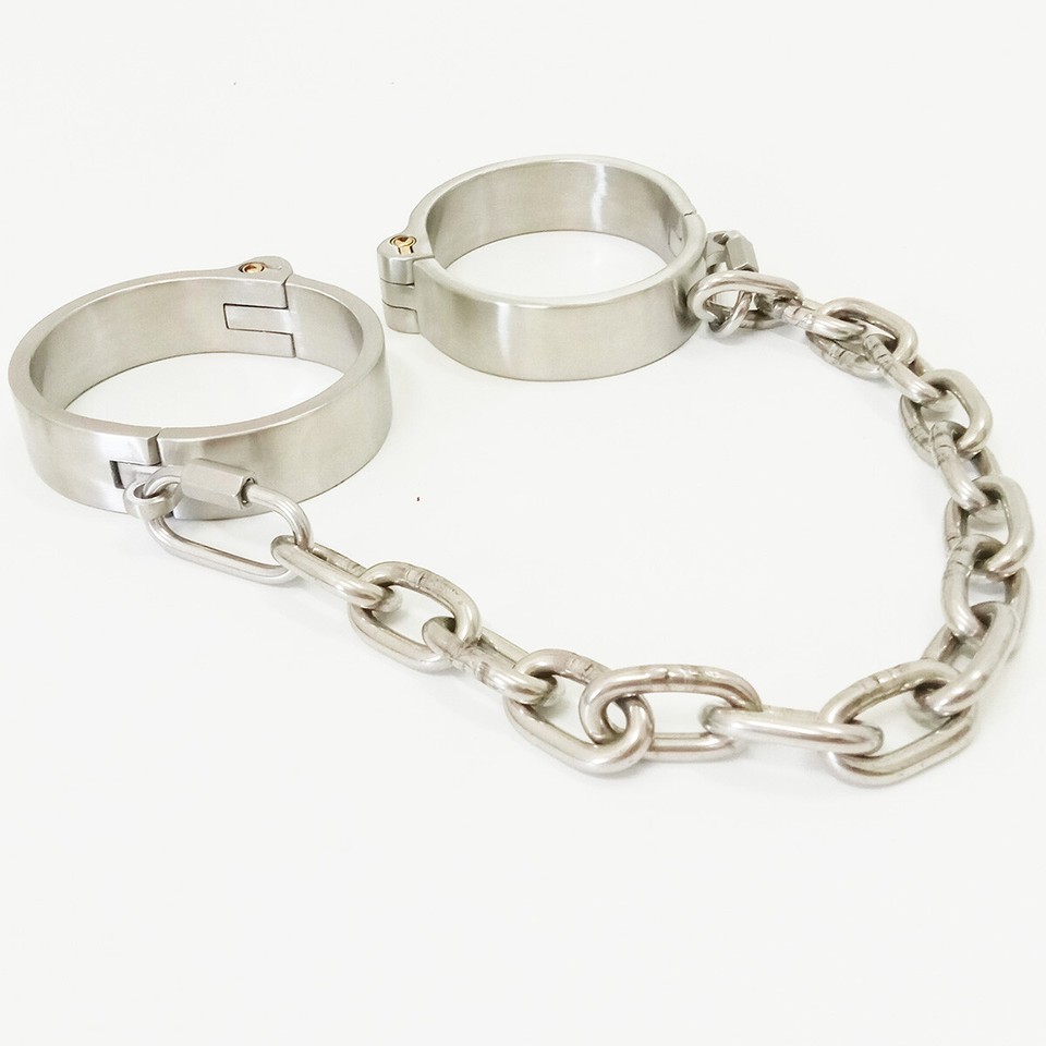 Heavy Stainless Steel Handcuffs Wrist Ankle Neck Cuffs Chain Removable ...