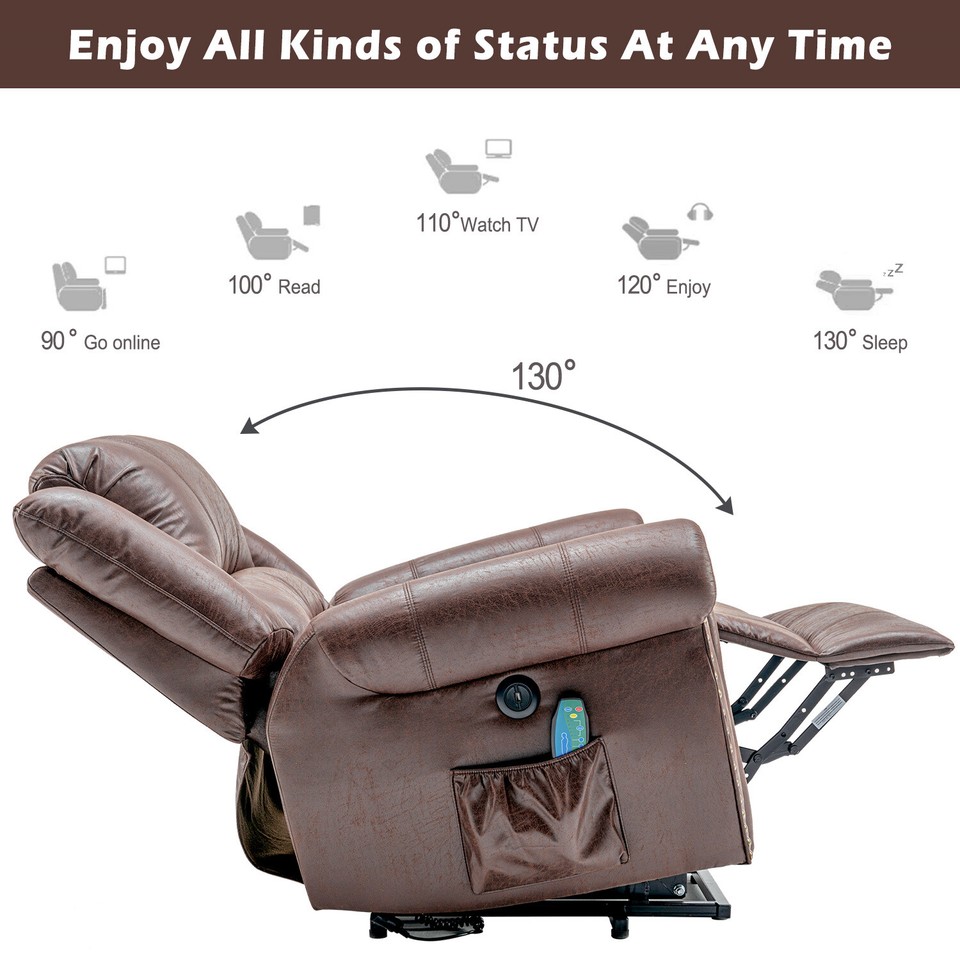 Leather Electric Power Lift Riser Recliner Chair Massage Heat Armchair ...