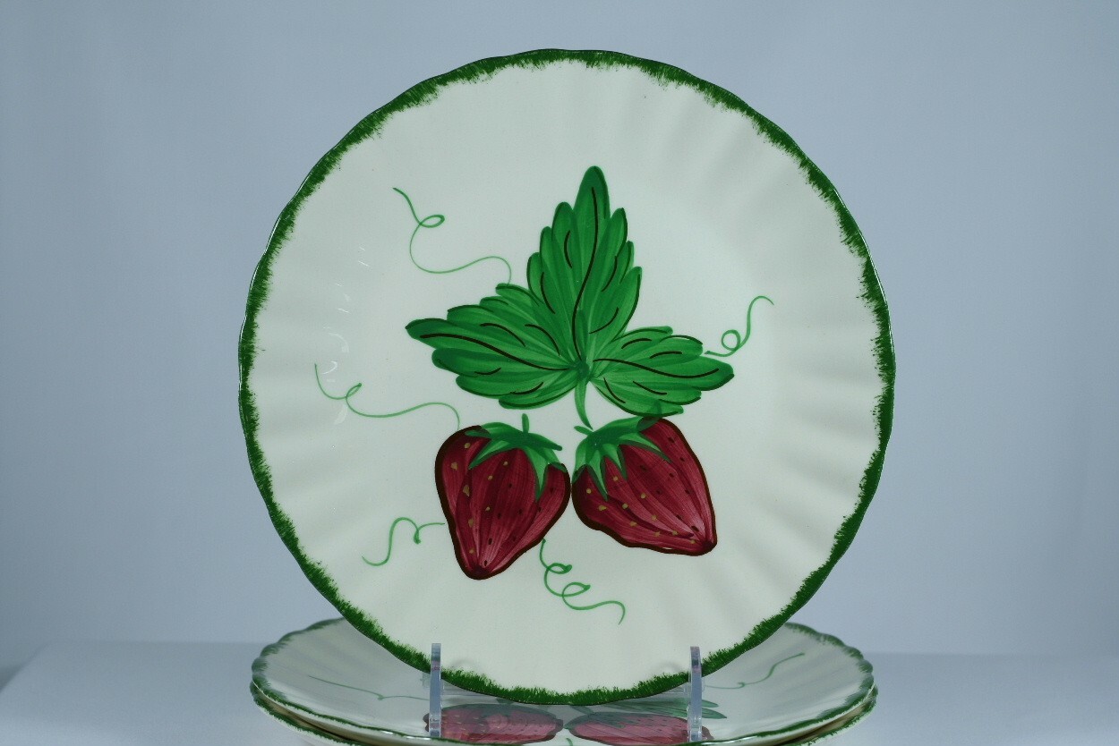 VINTAGE BLUE RIDGE POTTERY WILD STRAWBERRY 9 1/4" LUNCH PLATES-USA-SET ...