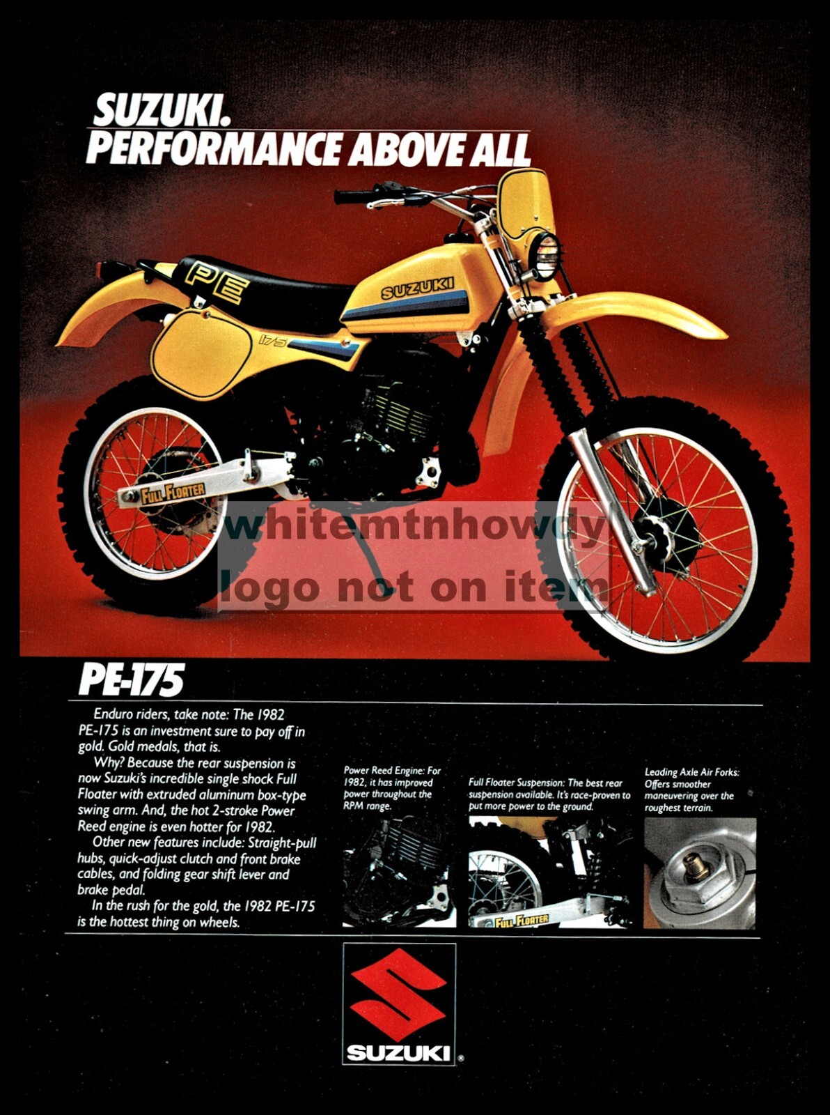 1982 SUZUKI PE-175 Motorcycle Dirt Bike Enduro Vintage PRINT AD | eBay