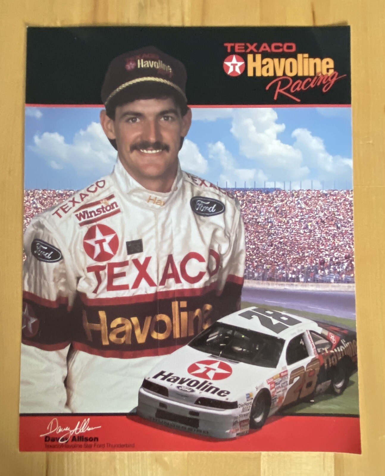 Davey Allison 1989 Texaco Havoline #28 Ford ORIGINAL photo handout ...