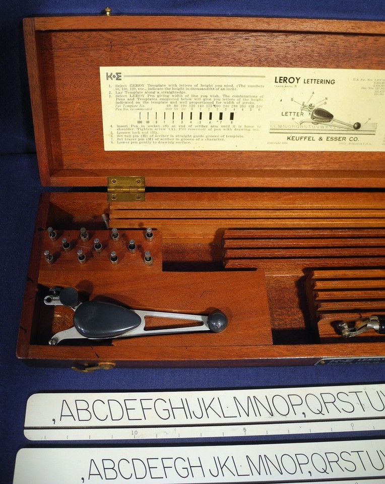 Vintage Keuffel + Esser K+E Leroy Lettering Set Drafting Kit in Orig ...