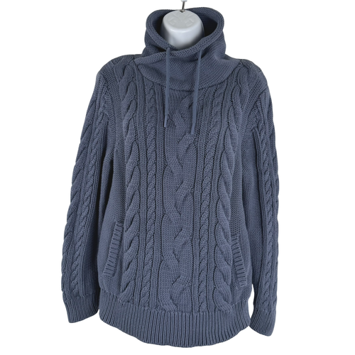L.L. Bean Double L Mixed Cable Sweater Funnelneck Medium Petite Blue FS ...