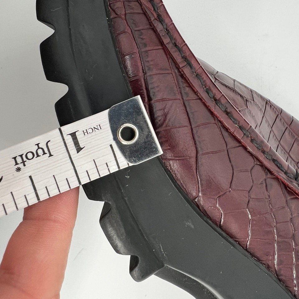 Steve Madden Georgia Loafer Womens 10 Burgundy Leather Faux Croc ...