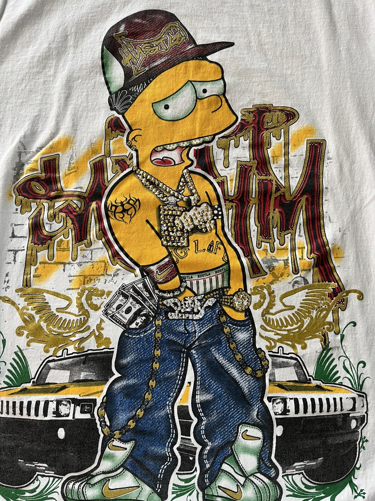 Bart Simpson XL Tall Hustla Gangster Bling Graphic T … - Gem