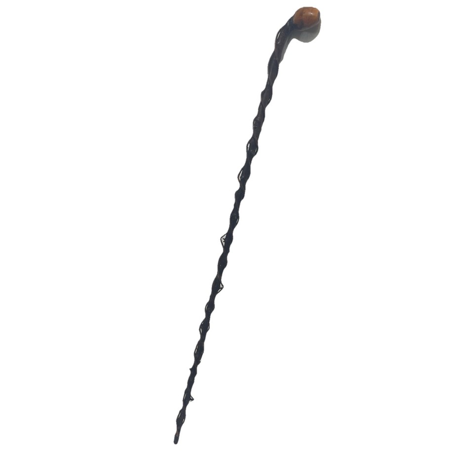 Vtg Black Thorn Twisted Vine Spiral Wooden Cane Walking Stick Handmade ...