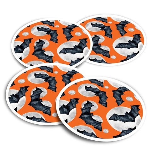 4x Vinyl Stickers Orange Bat Halloween Moon Spooky #170692 | eBay UK