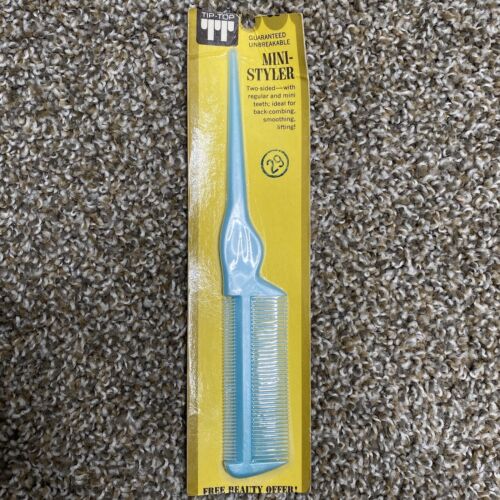 Vintage Tip-Top Mini-Styler Two Sided Blue Plastic Hair Comb 7.5” NOS ...