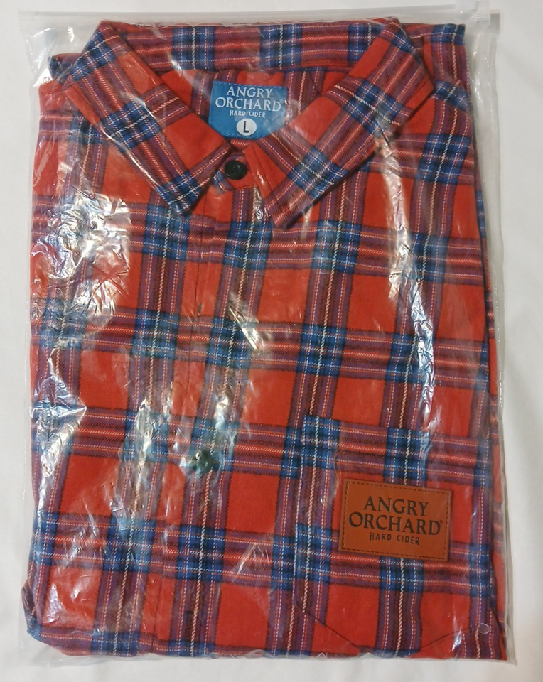 NEW Angry Orchard Hard Cider Button Up Flannel Shirt Men's Size L Plaid ...