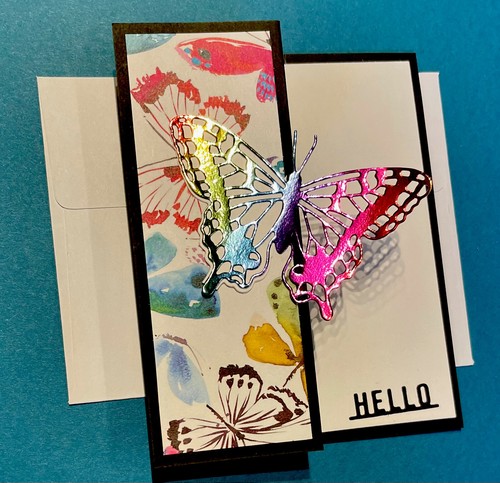 4 Stampin Up Hello BUTTERFLY BRILLIANCE Card Kit Rainbow Foil Cardstock ...