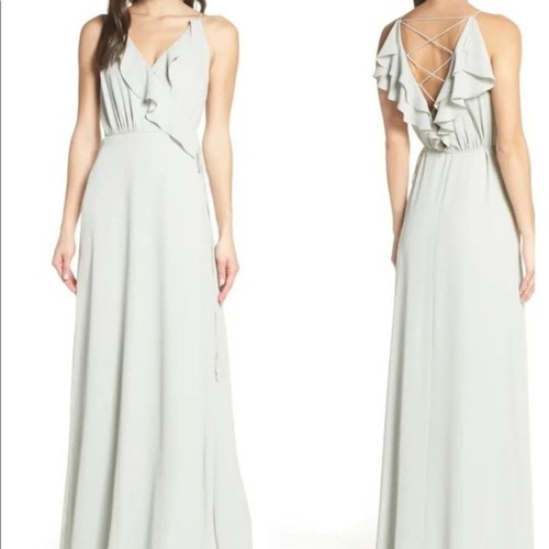 Wayf Wrap Formal Bridesmaid dress Sage green Ruffle V-Neck Size Medium ...