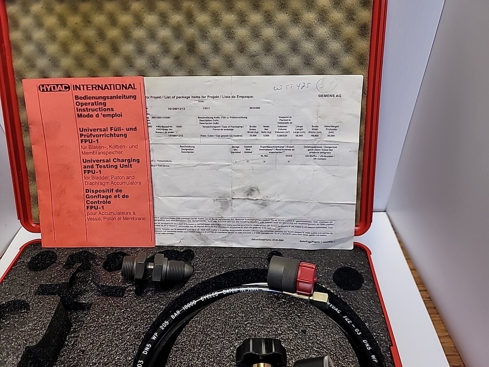 HYDAC FPU-1 CHARGING AND TESTING KIT Hydac FPU-1 Accumulator Charging ...