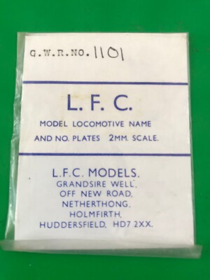 NEW 2mm N Gauge LFC CAB SIDE NUMBER PLATES For GWR 1101 0-4-0T 3F CLASS ...