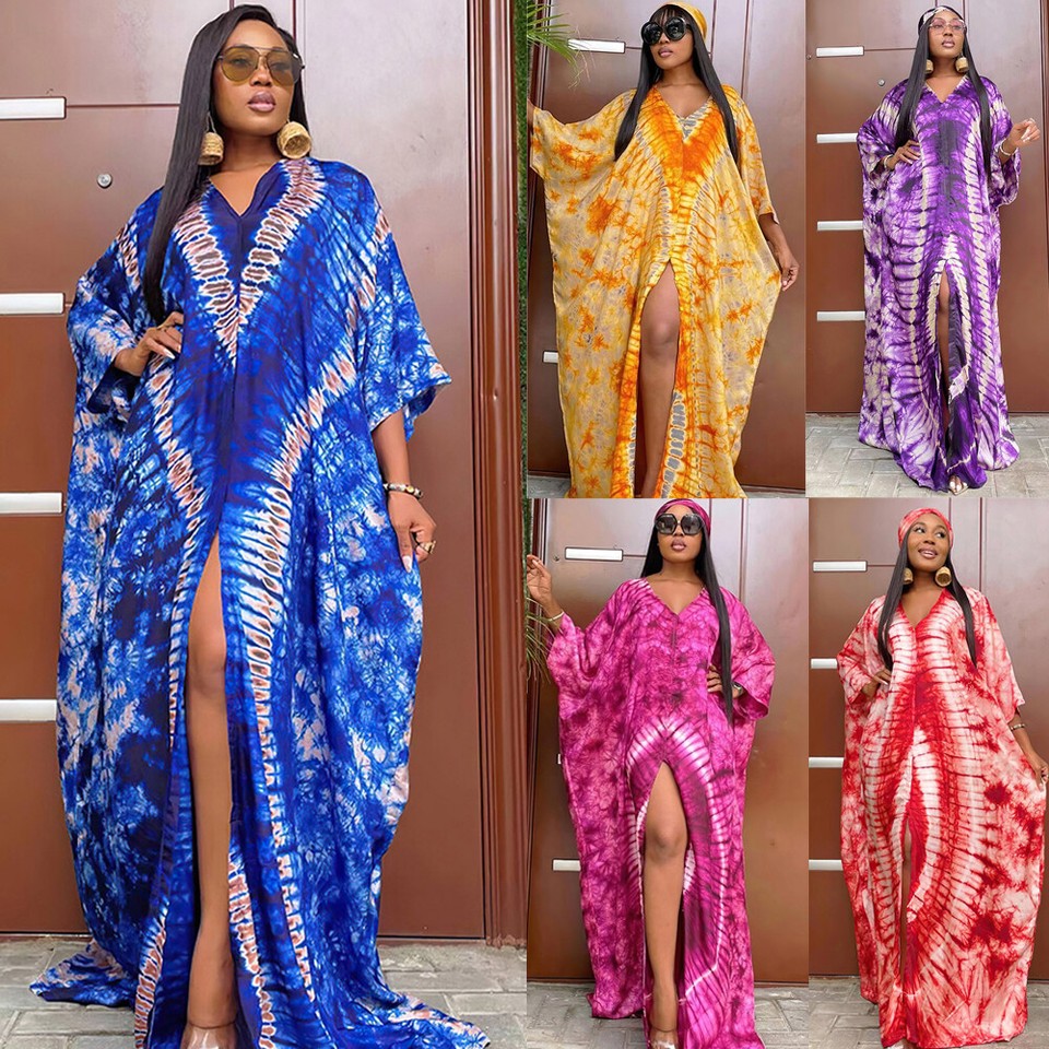 Hijab African Women Long Dress Dashiki Printed Kaftan Loose Robe ...