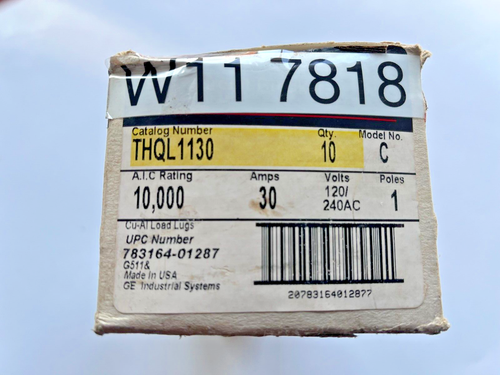 BOX of 10 GE THQL1130 Circuit Breakers 30 Amp 1 Pole 120/240 Volt | eBay