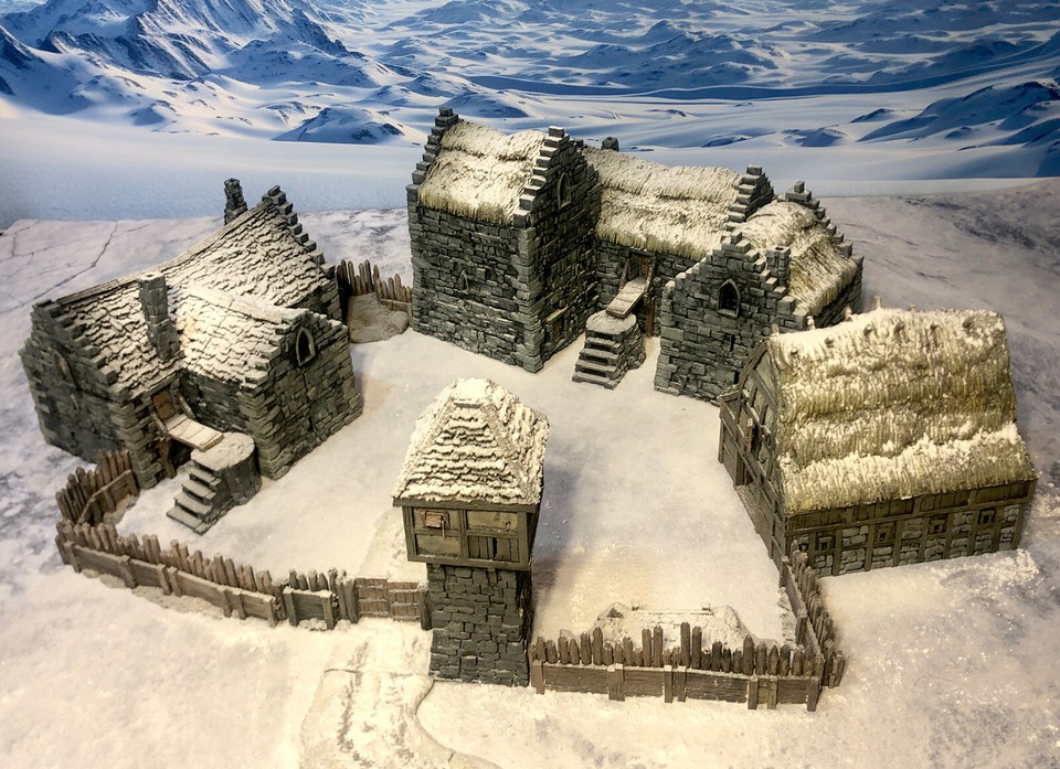 Manor Houses, Guard Tower, and Barn - Medieval Hamlet Terrain - Fantasy ...