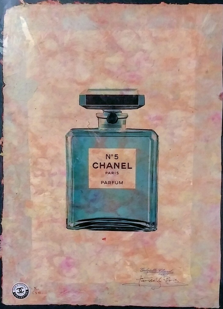 CHANEL Blue on Rose Petal Paper Ltd. Ed. Print 22'x15'x Signed ...