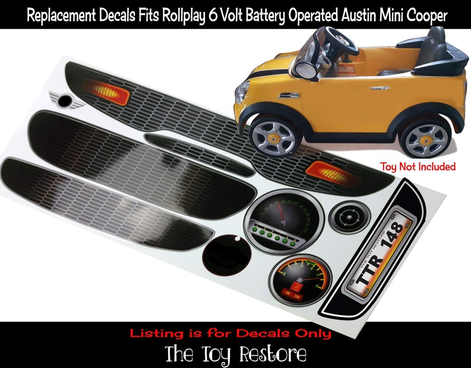 The Toy Restore Replacement Stickers Fits Rollplay Mini Cooper 6-Volt ...