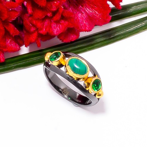 Emerald - Simulated, Chrome Diopside 925 Sterling Silver Ring s.7.5 ...