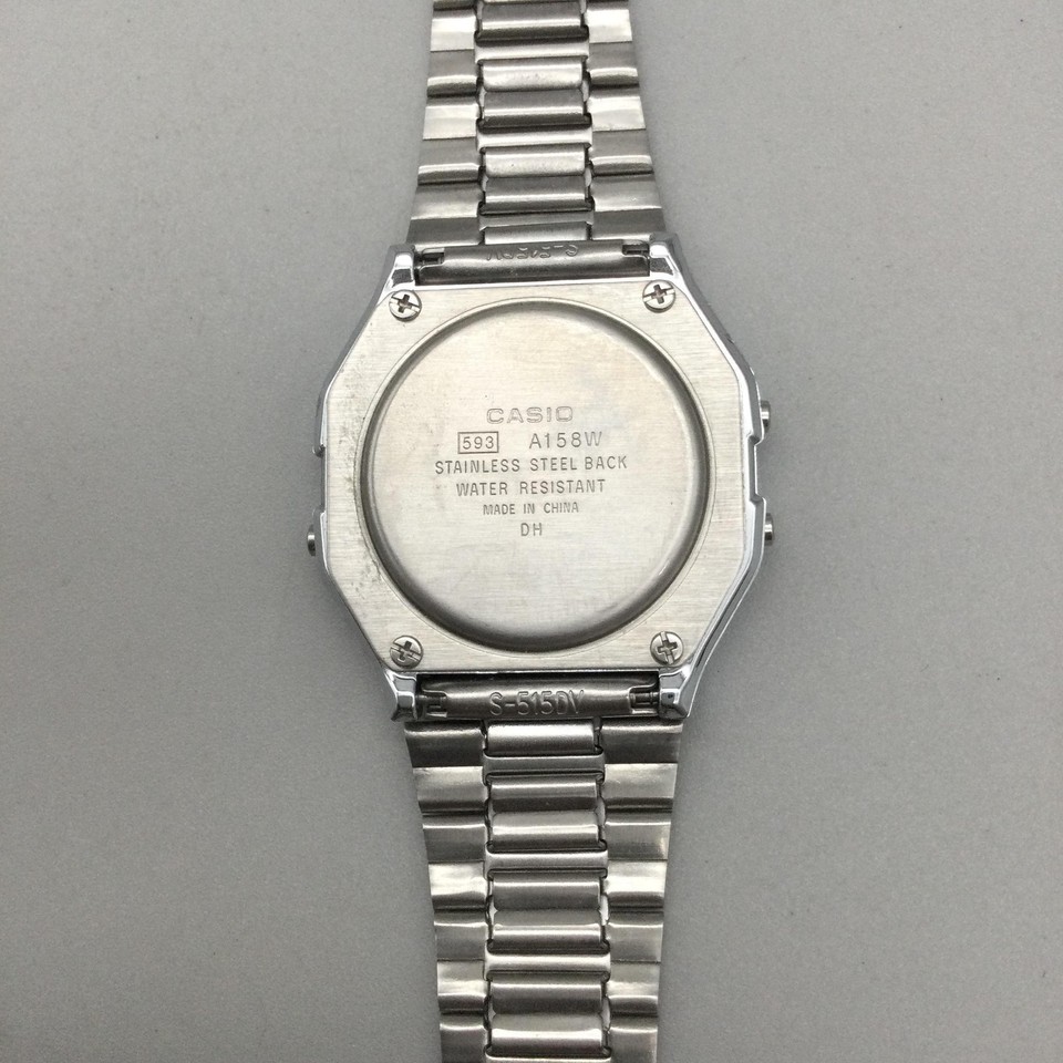Casio A158W Watch Mens 33mm Digital Alarm Chronograph Stainless Steel ...