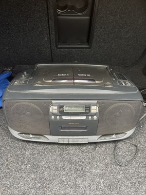 PHILCO MODEL 2CDK DUAL COMPACT DISC CASSETTE STEREO BOOM BOX WORKS ...