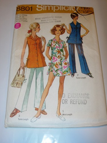 PETITE UNCUT SIMPLICITY 8801 Sewing Pattern PANTS MINI DRESS TOP SIZE ...