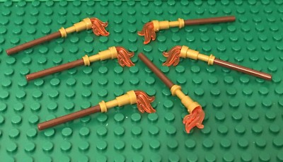 Lego 6 Fire Flame Torch With Reddish Brown Handle Stick 4L Bar,Pirates ...