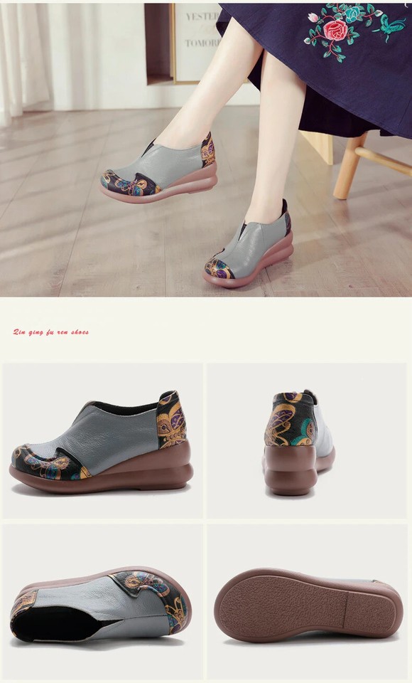 Spring Autumn Shoe Woman Leather Flat Platform Shoe Loafers Thick Soled ...