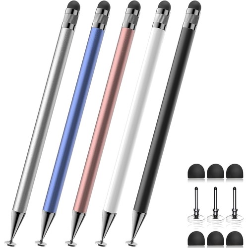 Aluminum 2-in-1 Stylus Pen for iPad/iPhone/Android - 5 Colors Included ...
