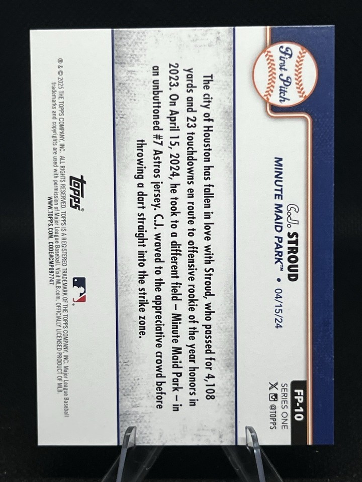 2025 Topps Series 1 C.J. Stroud -First Pitch Minute Maid Park #FP-10 ...