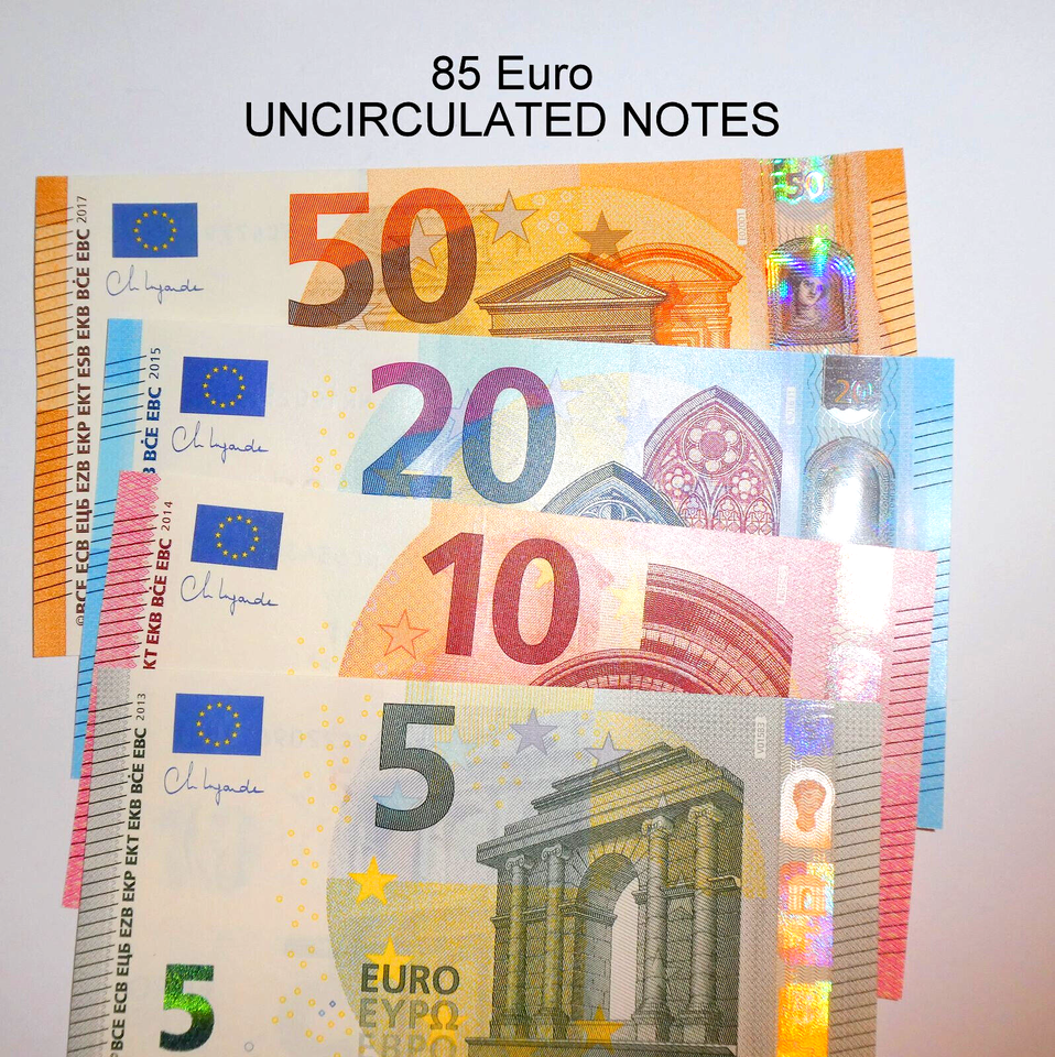 SET of EURO BANK NOTES UNCIRCULATED 1 x 5, 1 x 10, 1 x 20, & 1 x 50 ...