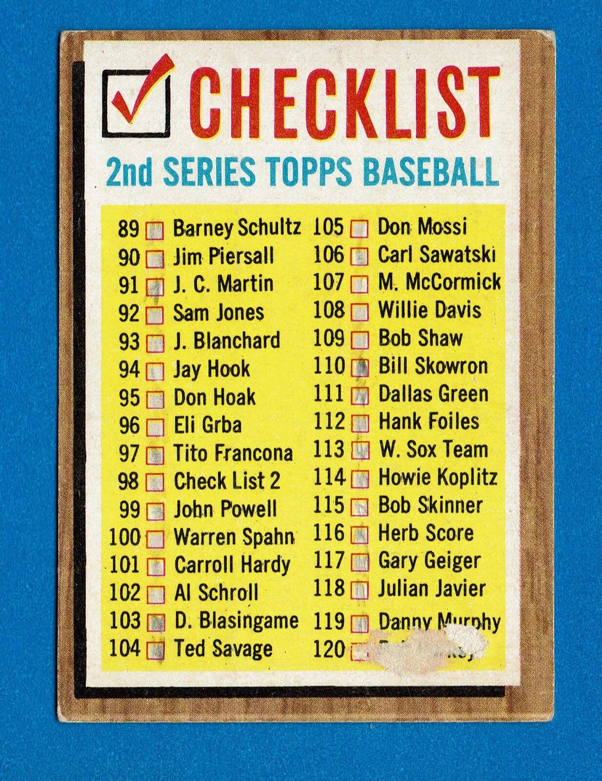 Topps Baseball Checklist - 1961 1962 1963 - U-Pick | eBay
