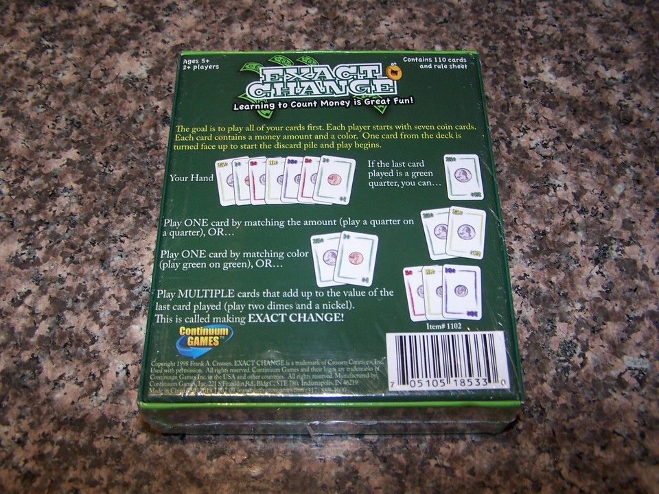 Exact Change Card Game - Educational Money Counting Game for Kids NEW ...