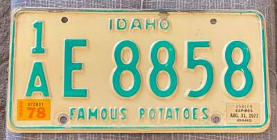 Idaho 1978 ADA COUNTY License Plate 1A E 8858 | eBay
