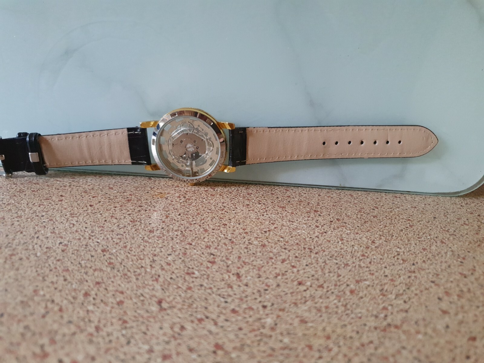 Rovite Gold & Black Skeleton Automatic Men's Watch | eBay UK