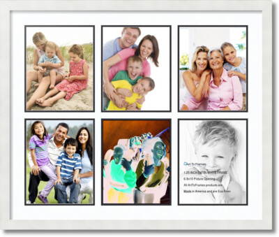 ArtToFrames Collage Mat Picture Photo Frame 6 8x10" Openings in White ...