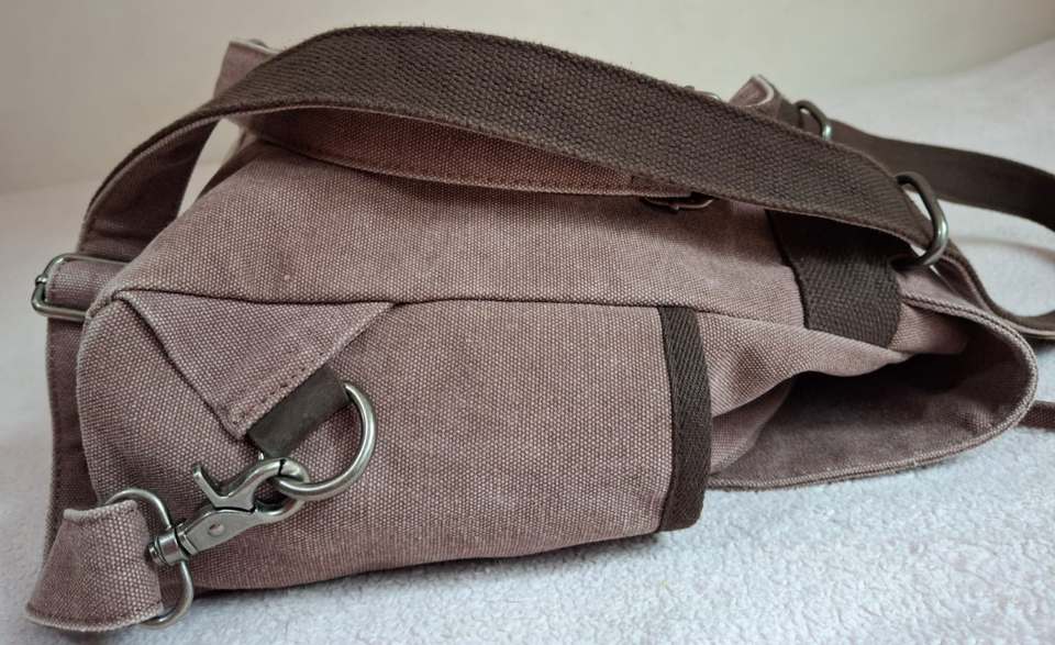 DaVan Lightweight canvas backpack leather trims Water repellent ...