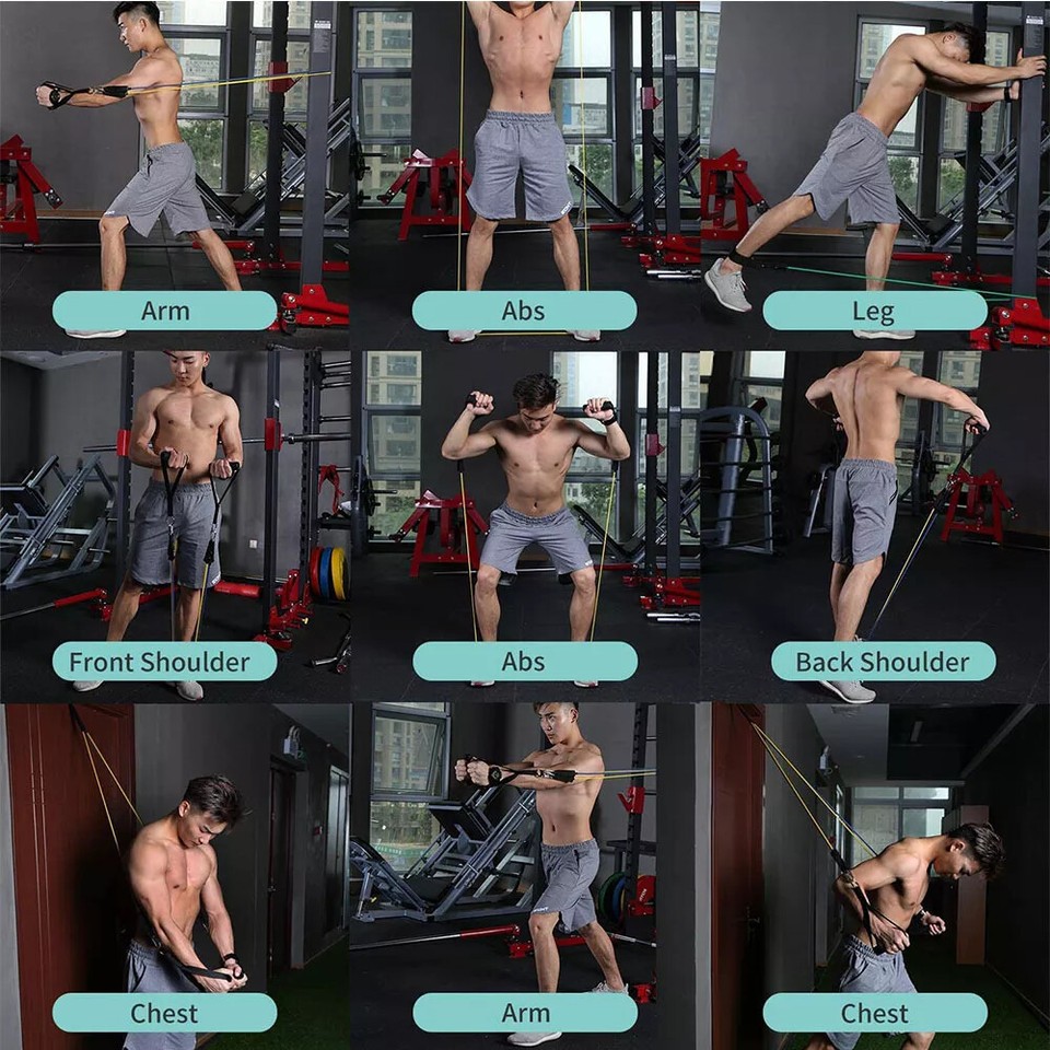 150lbs Elastic Rubber Band Stretch Exercise Bands Travel Kit 11 Pieces ...