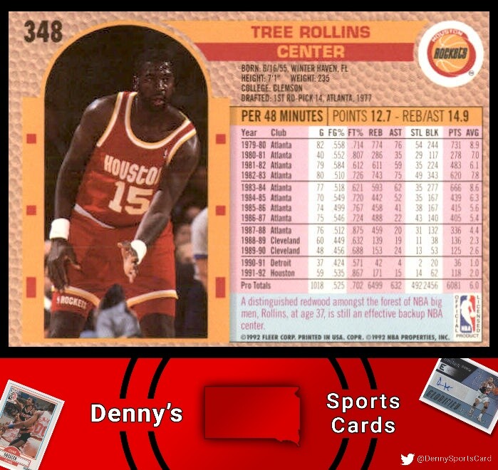 1992 Fleer #348 Tree Rollins Houston Rockets Basketball Card | eBay