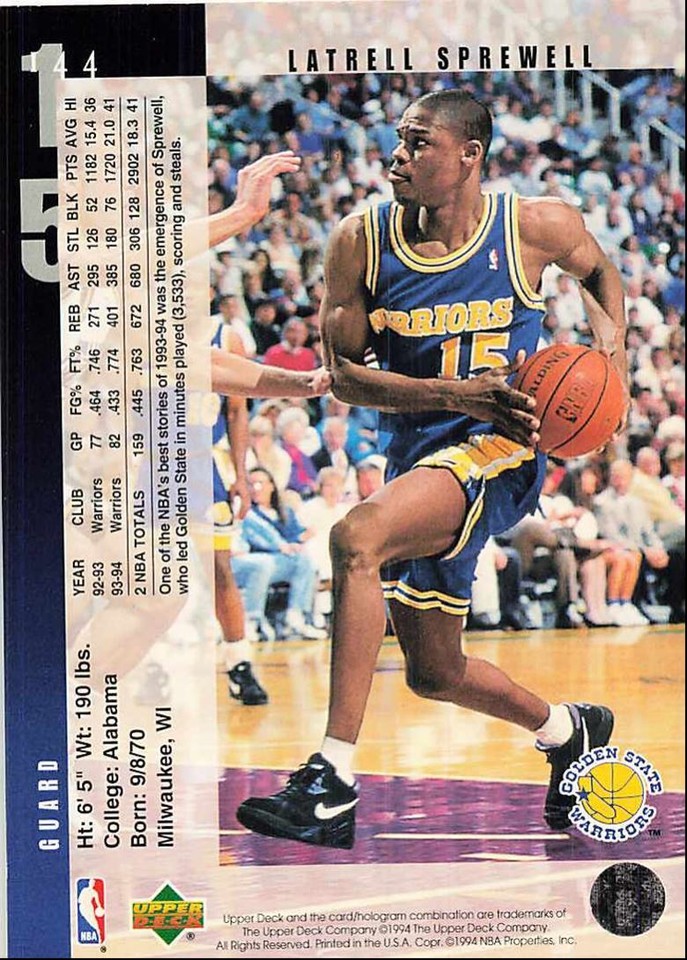1994-95 Upper Deck Latrell Sprewell Golden State Warriors #144 | eBay