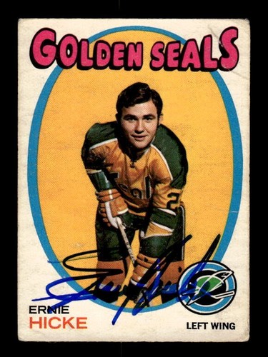 ERNIE HICKE SIGNED 1971-72 O-PEE-CHEE #61 CALIFORNIA GOLDEN SEALS ON ...